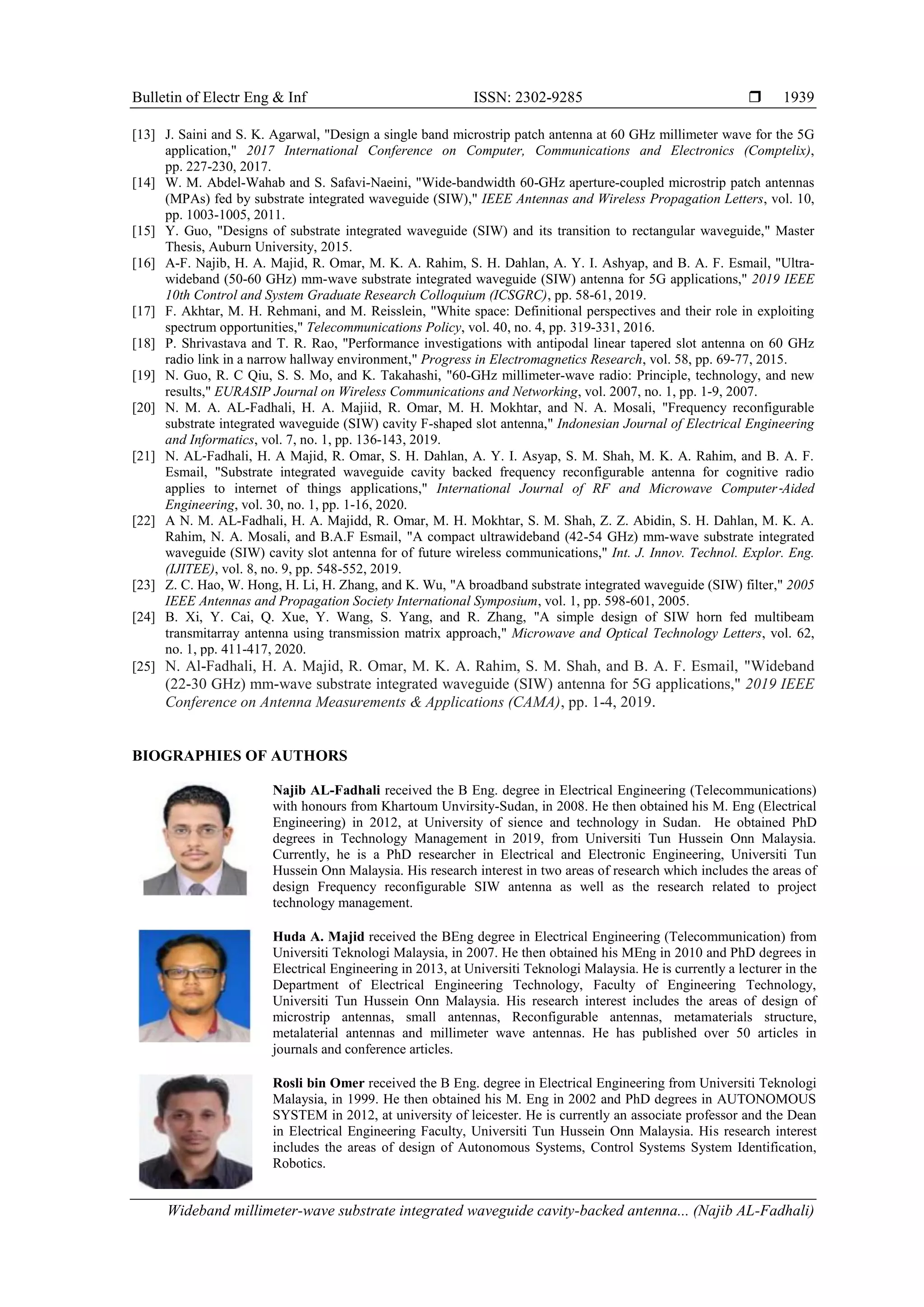 Wideband millimeter-wave substrate integrated waveguide cavity-backed ...