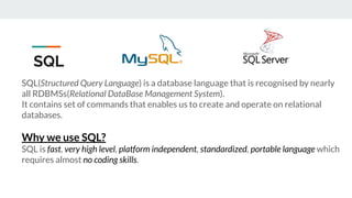 23. SQL and Database.pdf | Databases | Computer Software and Applications