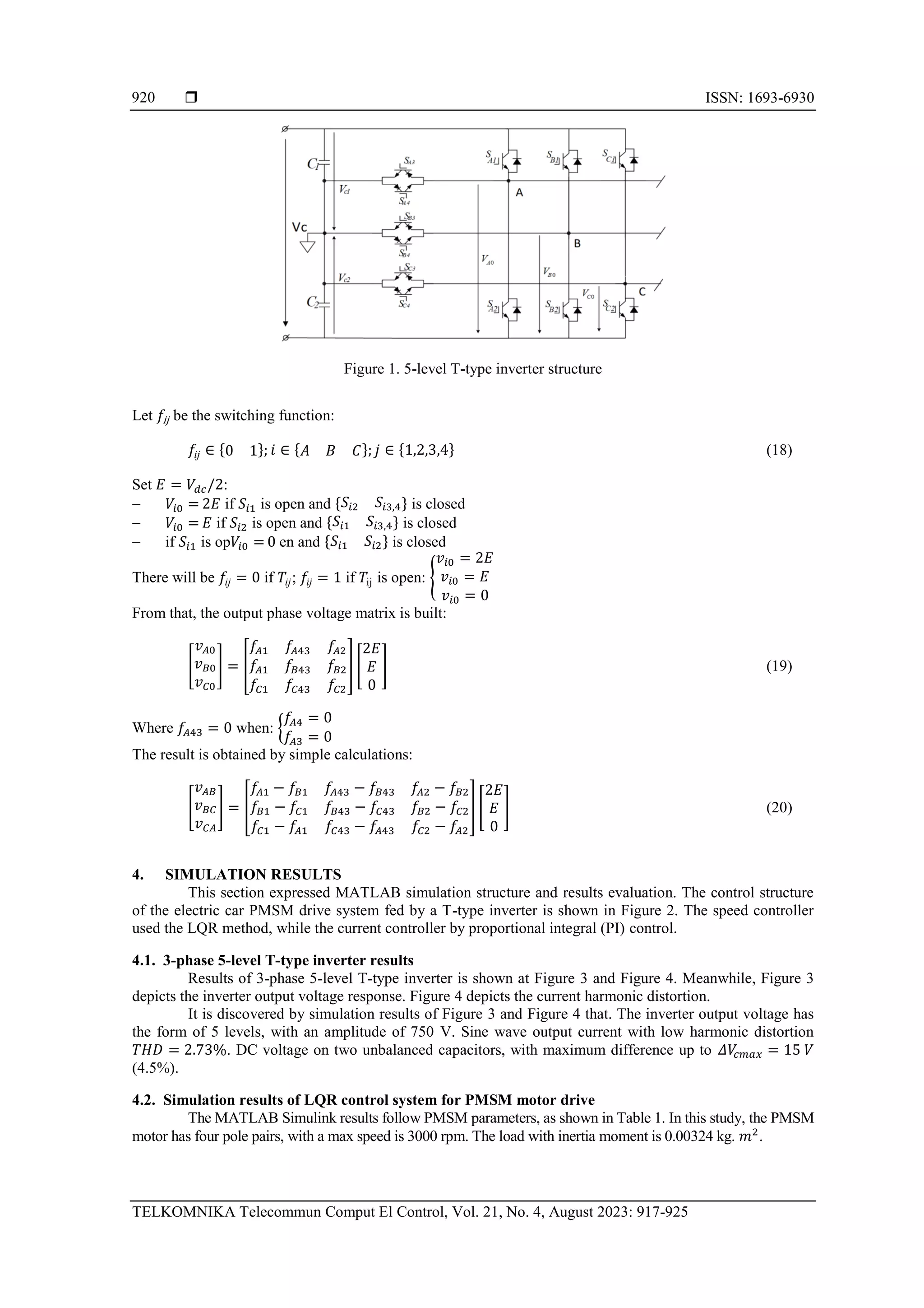 A study on PMSM drive systems fed by multi-level inverter using linear ...