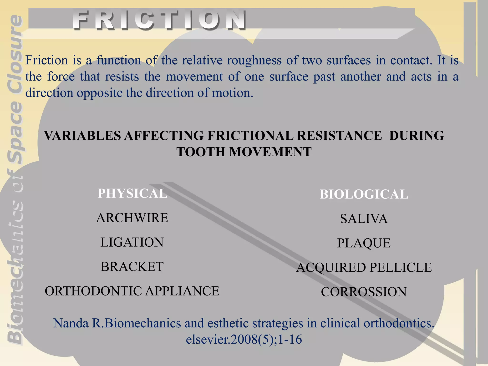 Biomechanics of Space Closure | PPT