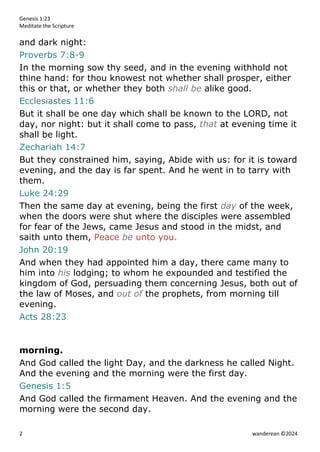 Genesis 1:23 - Meditate the Scripture Daily bit by bit | PDF