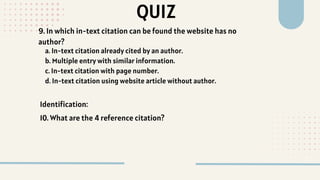 Citation and referencing - APA citation Style | PPT
