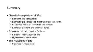 2 - Chemical Composition of the Cell - part 1 | PDF