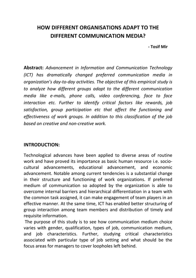 Effective Communication- Organizational Behavior | PDF