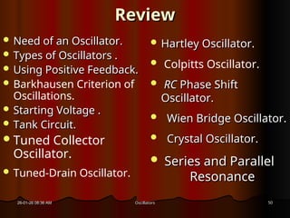 Oscillators : needs, types, tank circuit.ppt