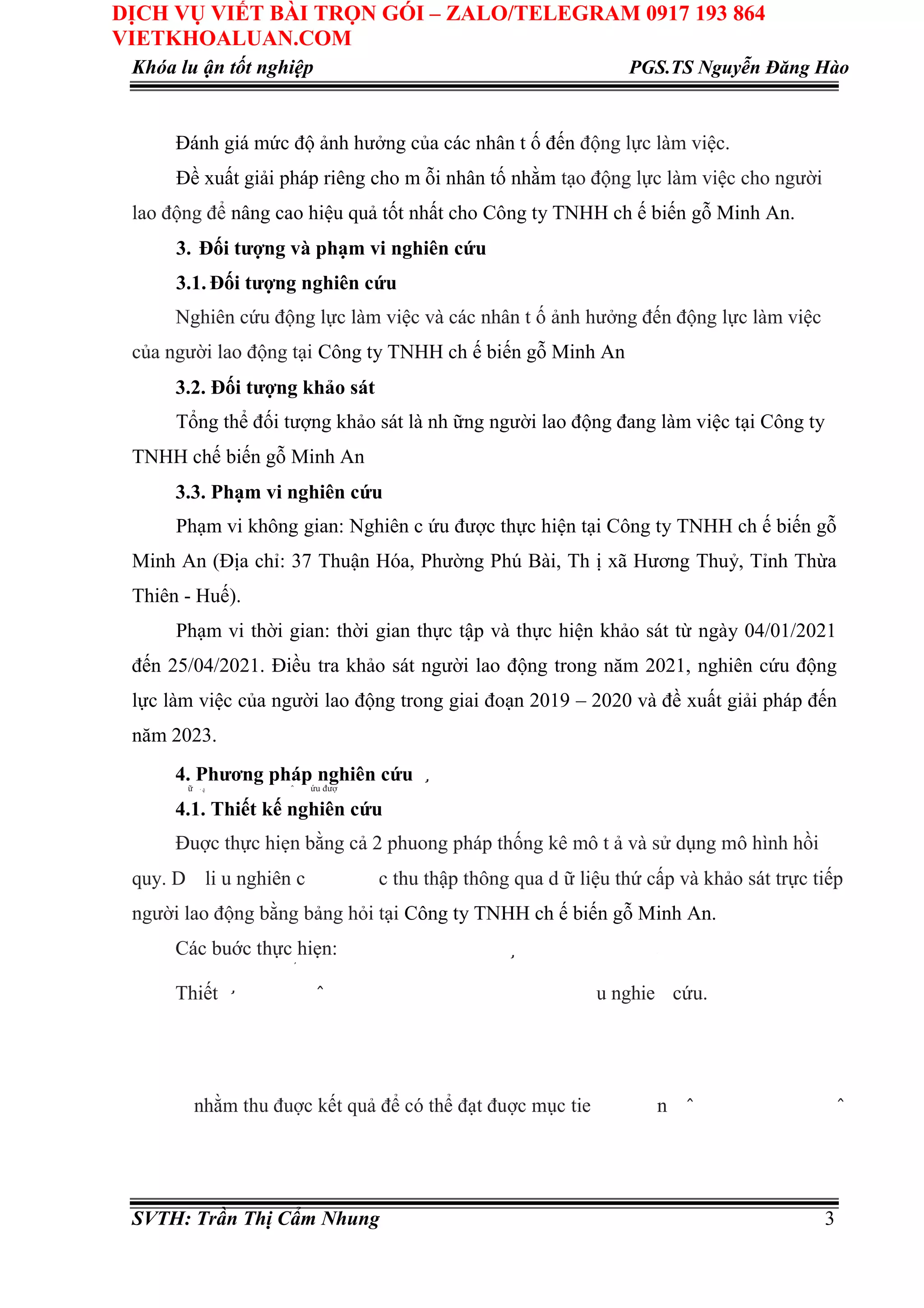 Khóa luận: Nhân tố ảnh hưởng đến động lực làm việc của người lao động | DOC