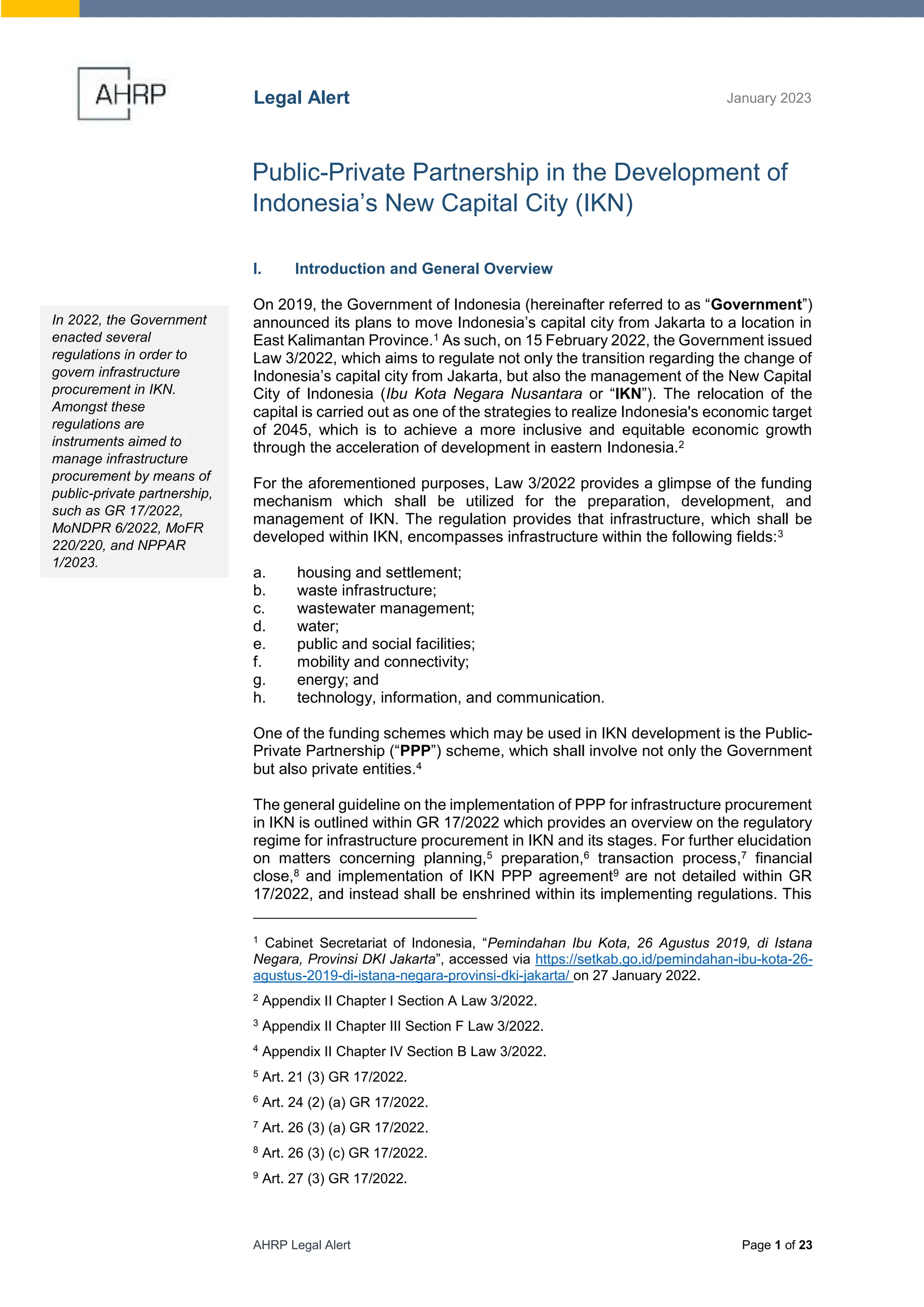 Public-Private Partnership for Infrastructure Procurement in Indonesia ...