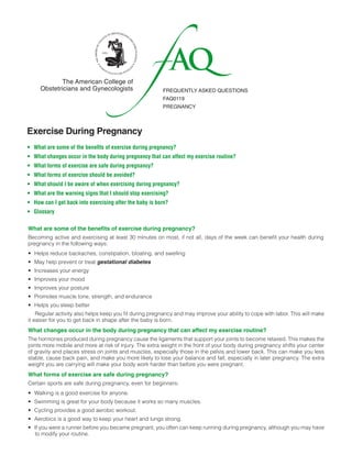 Exercise in pregnancy | PDF