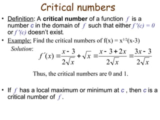 derivatives. maximum and minimum value.. | PPT