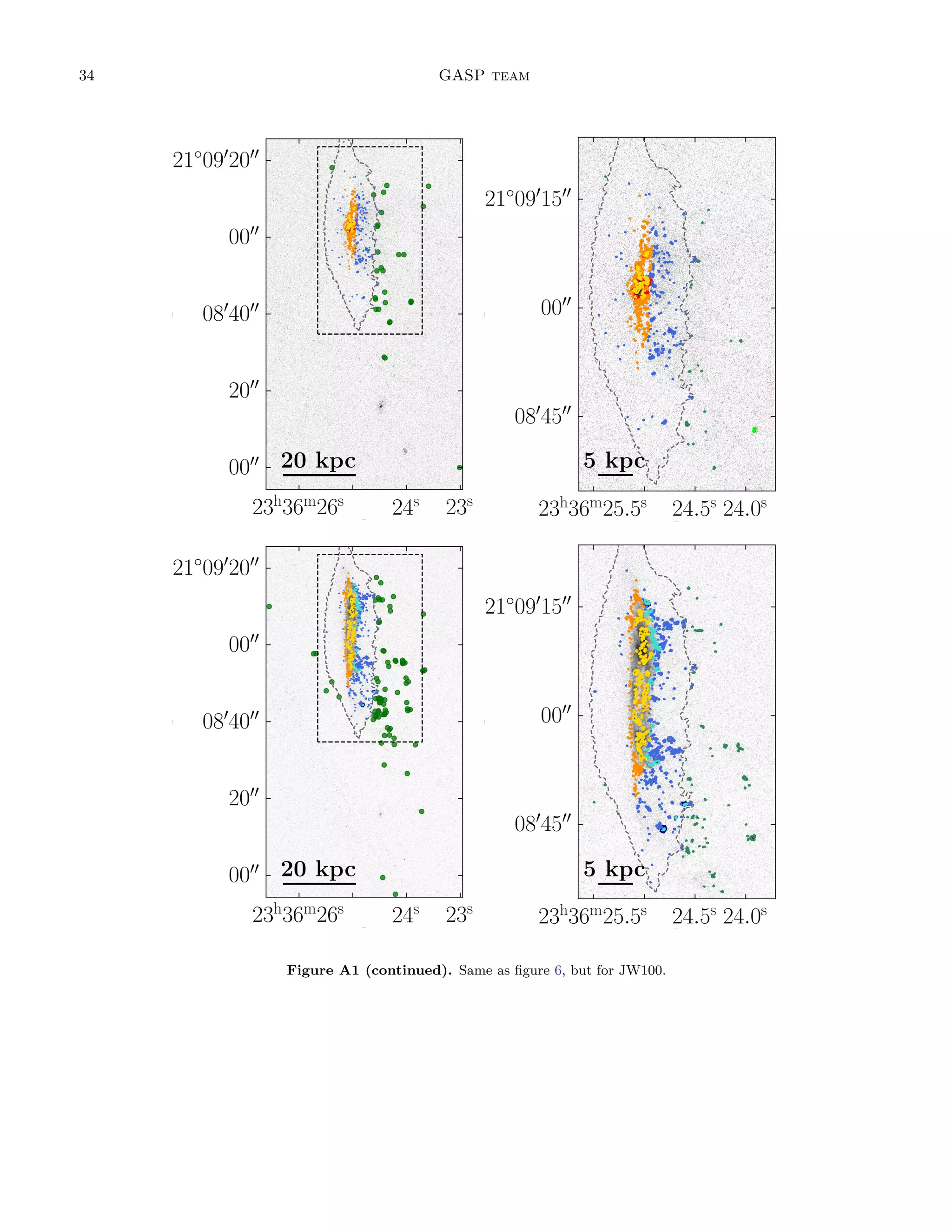 HST imaging of star-forming clumps in 6 GASP ram-pressure stripped ...