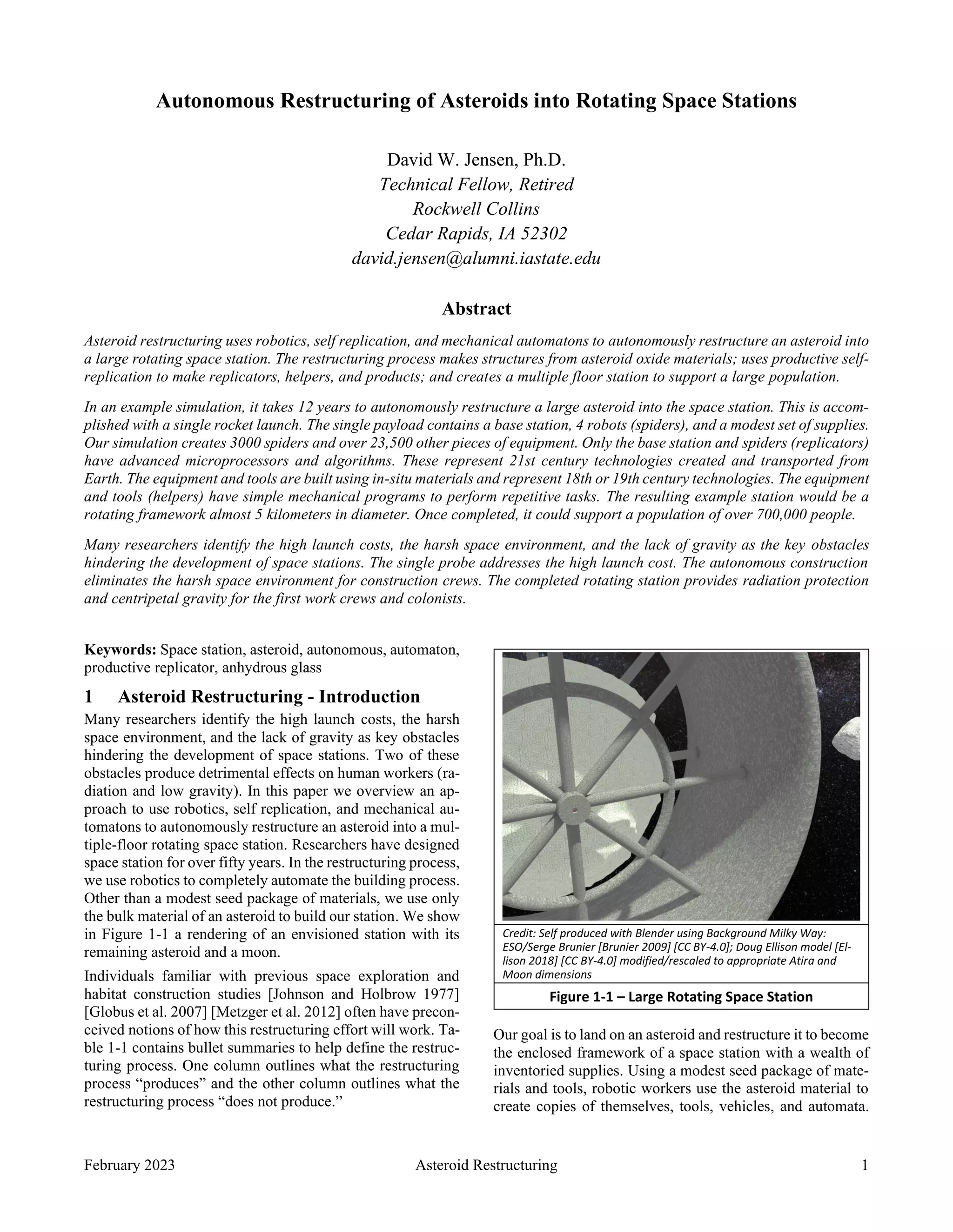 Autonomous Restructuring of Asteroids into Rotating Space Stations | PDF