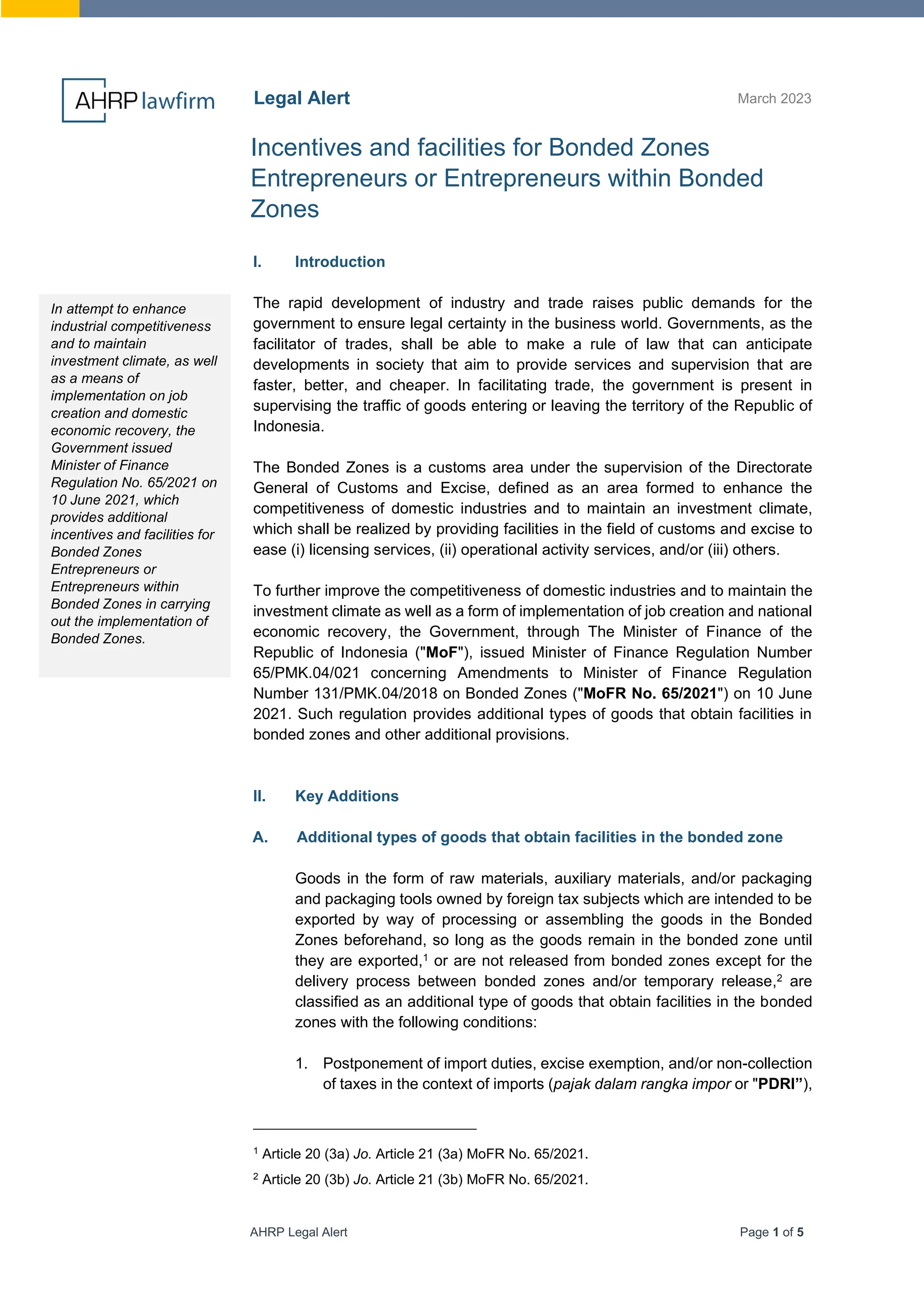 Incentives and Facilities for Bonded Zones Entrepreneurs or ...