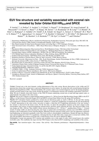 EUV fine structure and variability associated with coronal rain revealed by Solar Orbiter/EUI ...