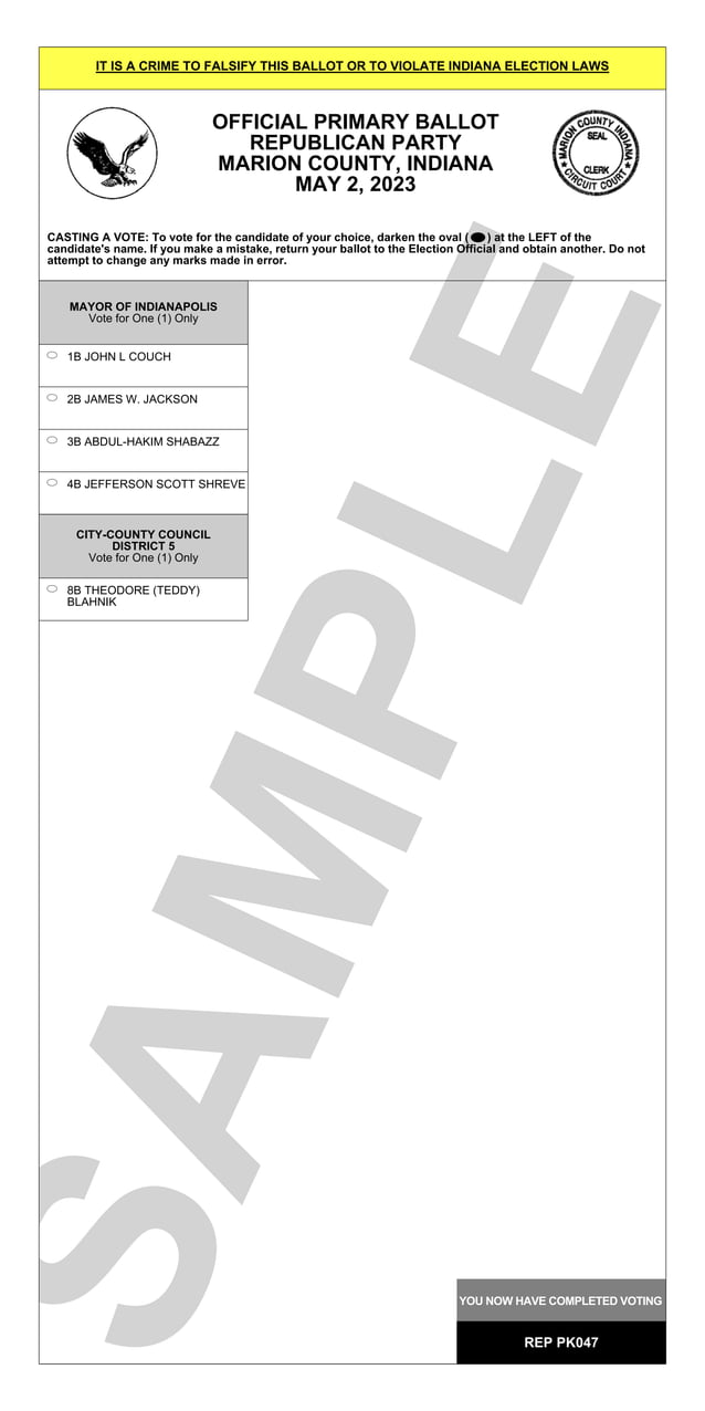 2023 Sample Primary Ballot | PDF