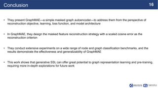 NS-CUK Joint Jouarl Club: JHLee, Review on "GraphMAE: Self-Supervised ...
