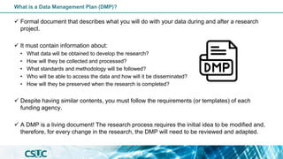 Creating Data Management Plans with CORA.eiNa DMP | PPTX