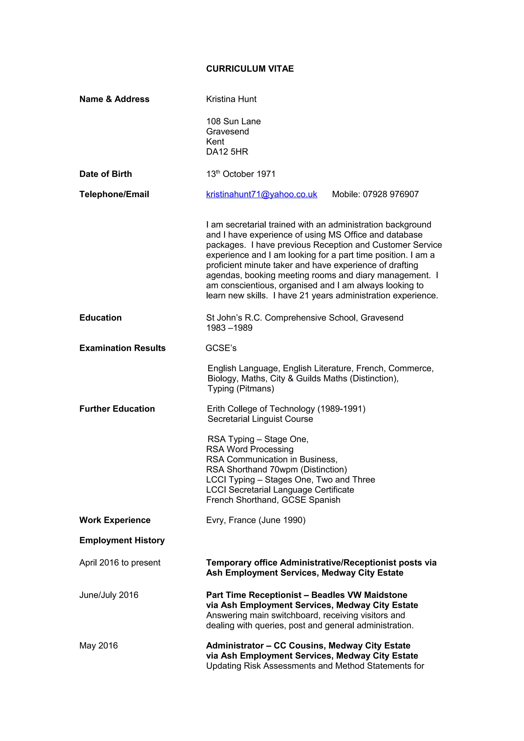 KRISTINA CV 2016 | DOC