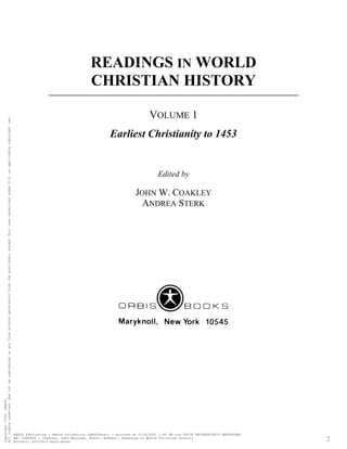 Readings In World Christian History John W Coakley Andrea Sterk | PDF