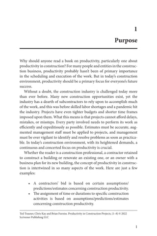 Productivity In Construction Projects Ted Trauner Christopher K Kay | PDF