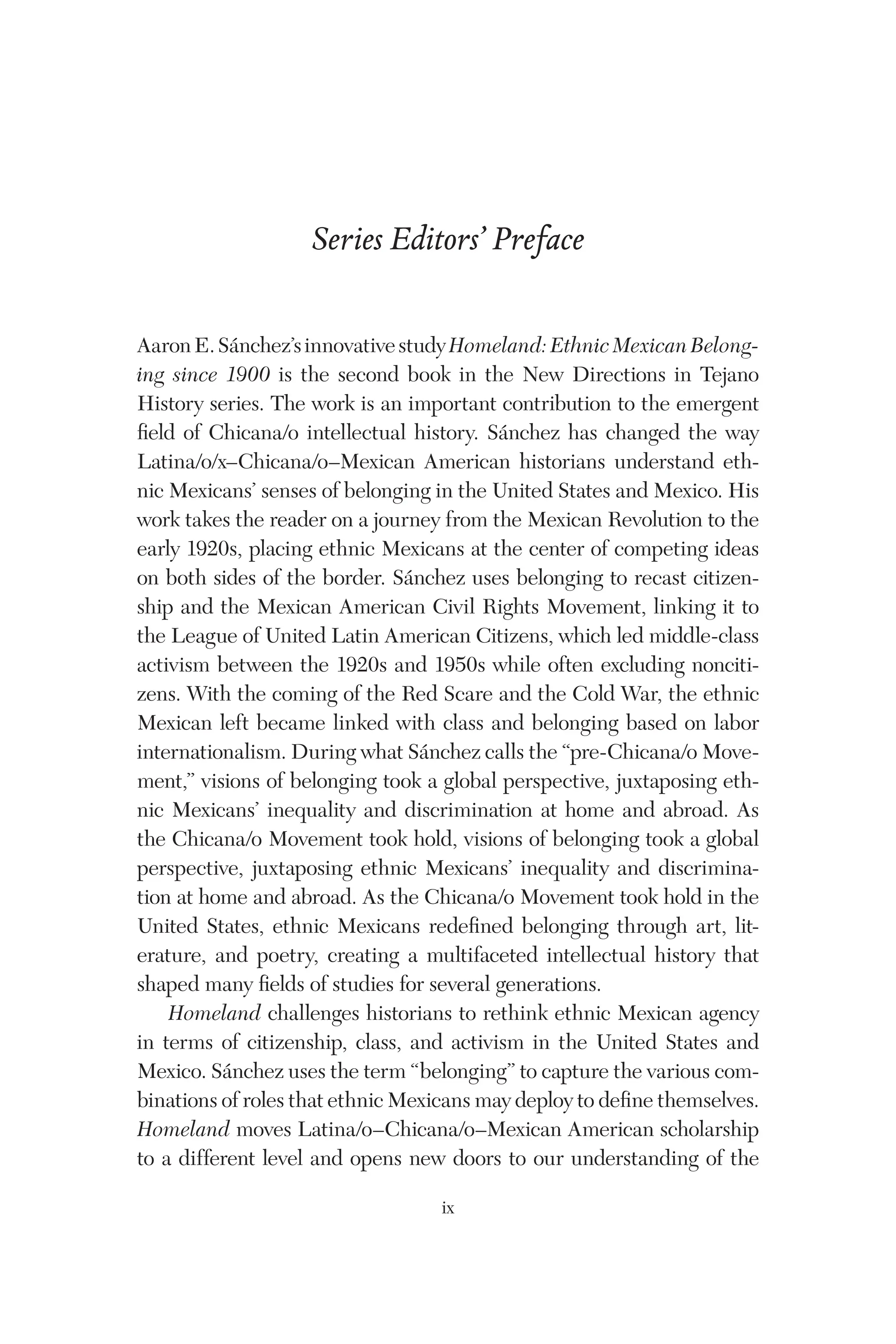 Homeland Ethnic Mexican Belonging Since 1900 Aaron E Sanchez | PDF