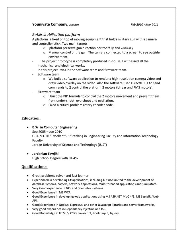 Mohammad Al-Masri Detailed Resume | PDF | Web Development | Internet