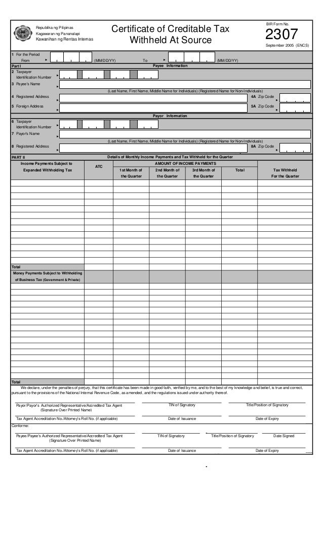 How To Use Bir Form 2307 - Printable Forms Free Online