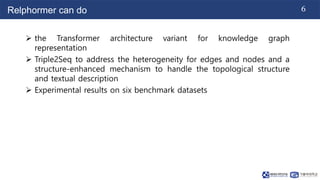 NS-CUK Seminar: V.T.Hoang, Review on "Relphormer: Relational Graph Transformer for Knowledge ...