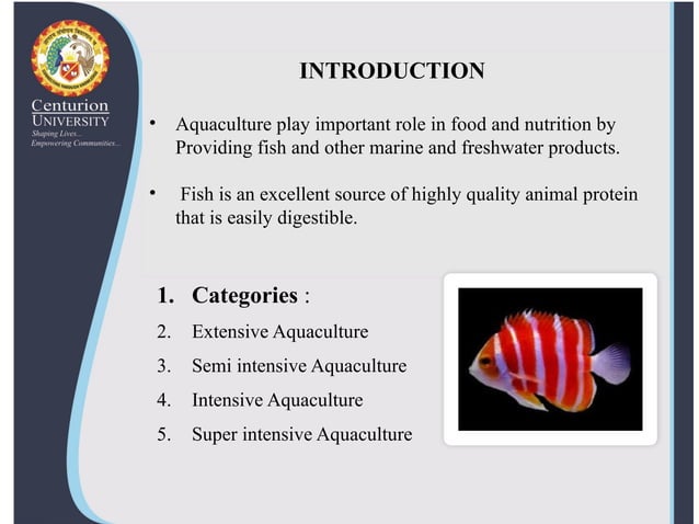 Different levels of Aquaculture. Advanced sustainable aquaculture | PPT