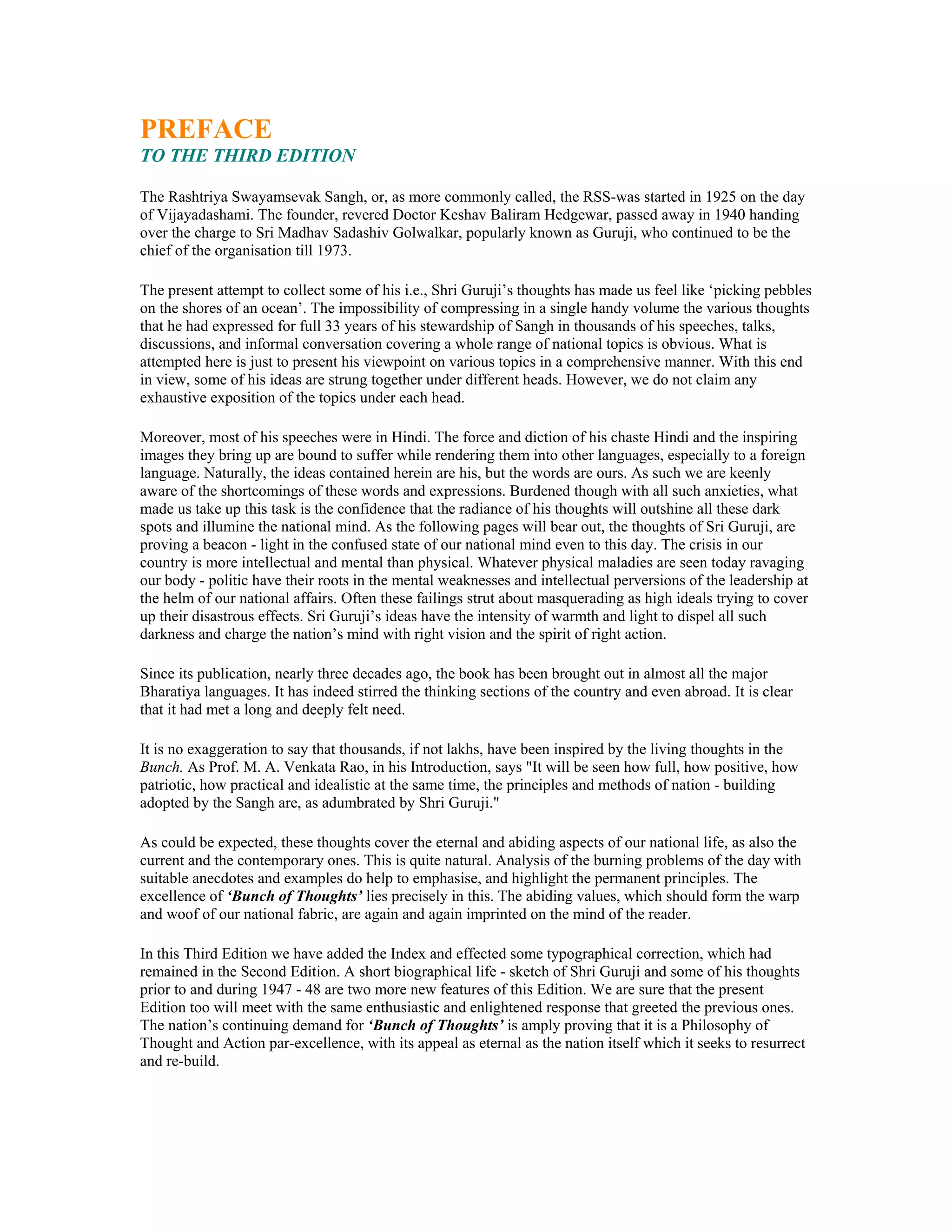 Bunch of Thoughts : M.S.Golwalkar | PDF