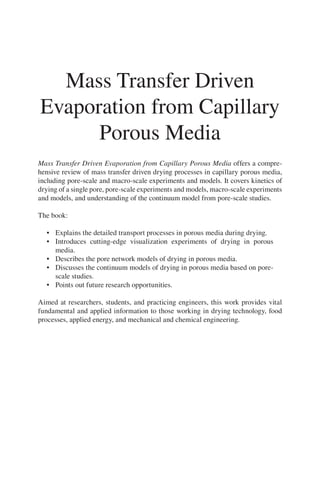 Mass Transfer Driven Evaporation Of Capillary Porous Media Rui Ming Wu ...