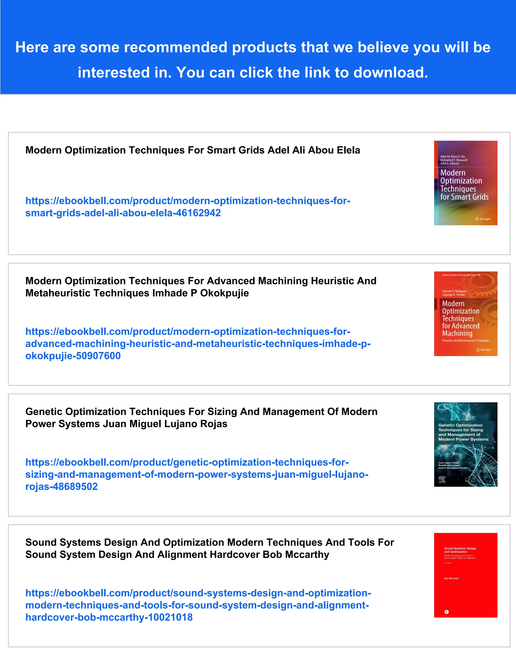 Modern Optimization Techniques For Smart Grids Manjusha Pandey | PDF