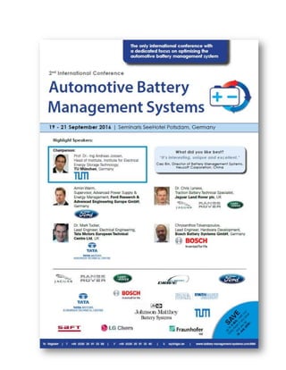2nd International Conference Automotive Battery Management Systems | PDF