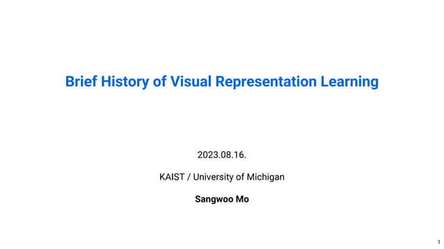 Brief History of Visual Representation Learning | PDF | Artificial ...