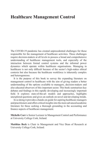 Healthcare Management Control A Research Overview Michelle Carr | PDF