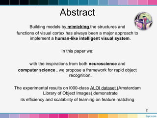 A Cortex-Like model for object recognition using feature selective hashing | PPT
