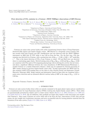 First detection of CO2 emission in a Centaur: JWST NIRSpec observations of 39P/Oterma | PDF