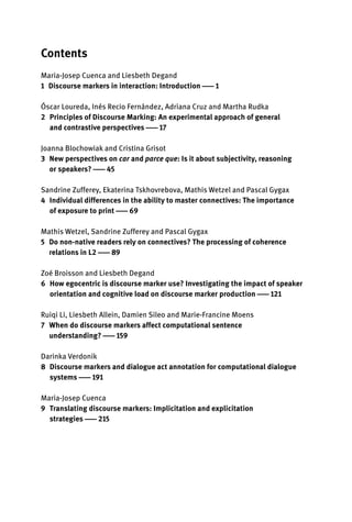 Discourse Markers In Interaction From Production To Comprehension ...