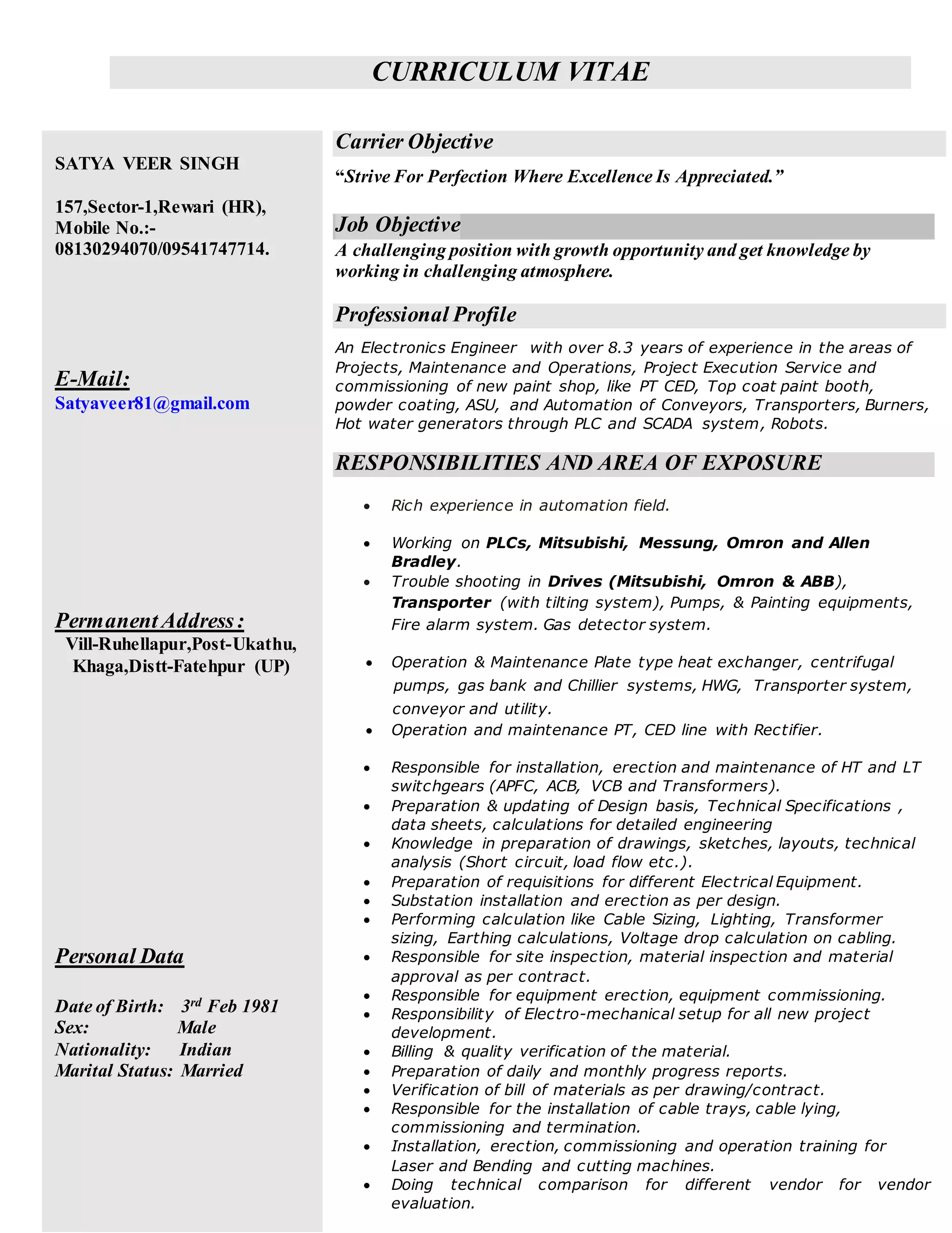 Resume of satya | DOCX