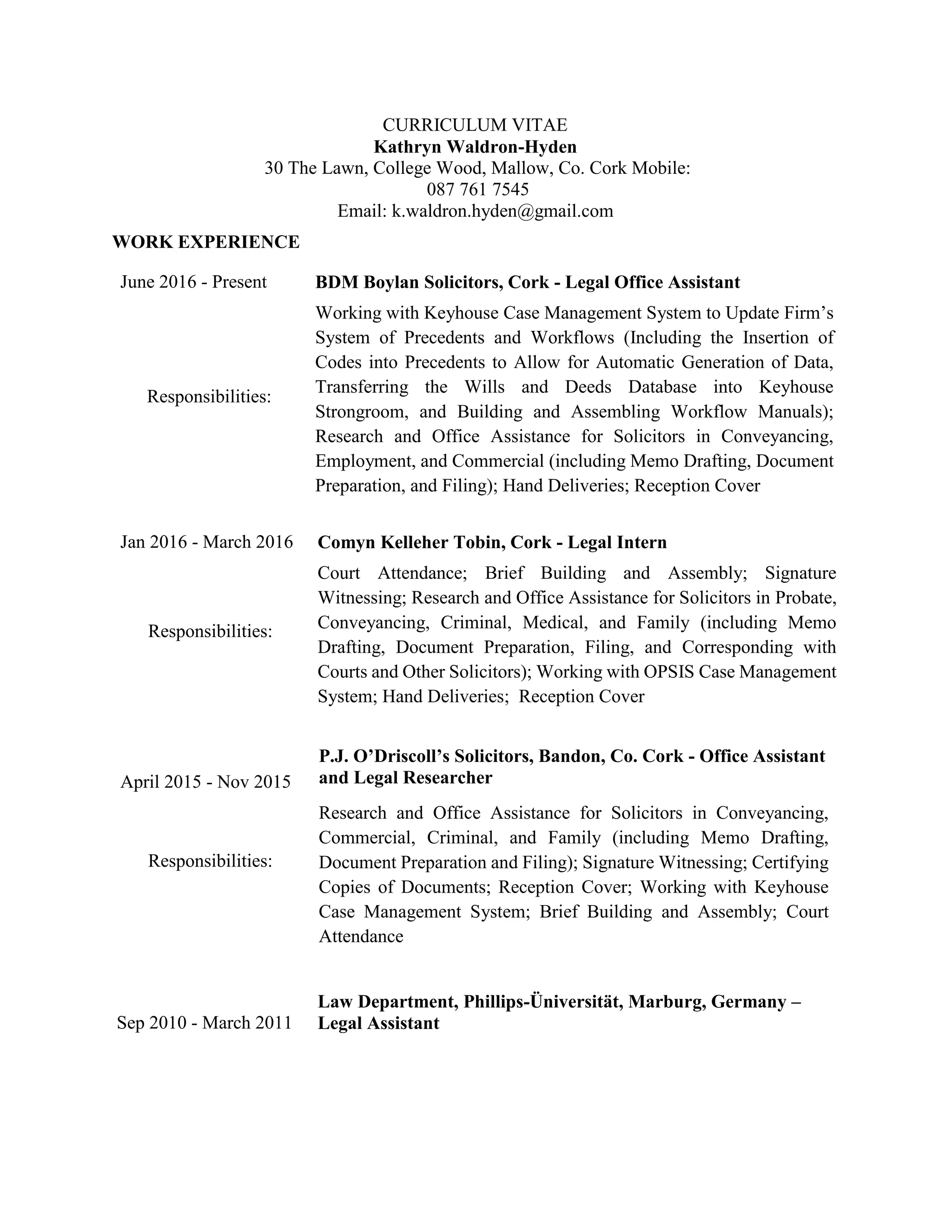 KWaldron-HydenCV | PDF