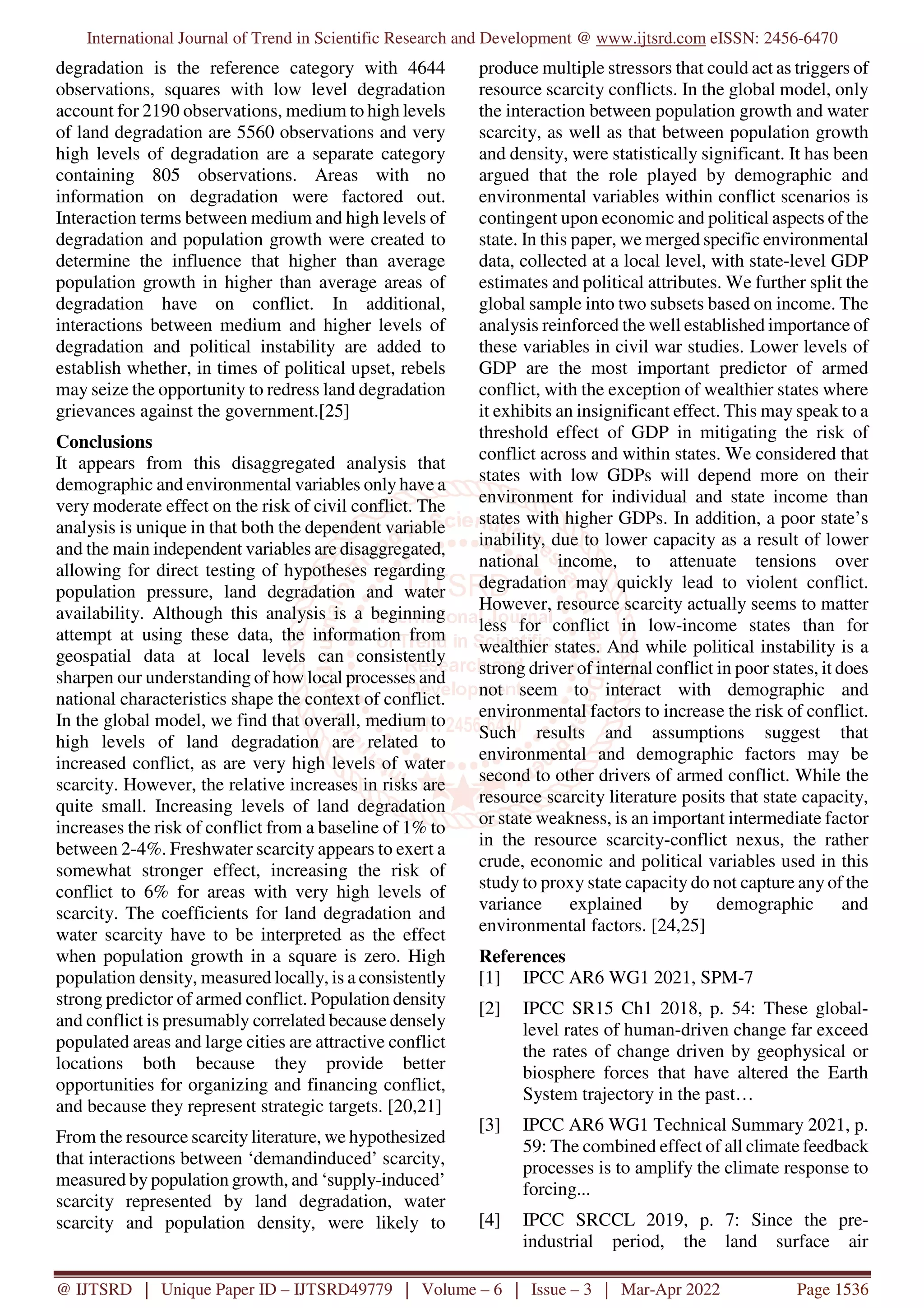 Climate Change, Resource Scarcity and Conflict | PDF