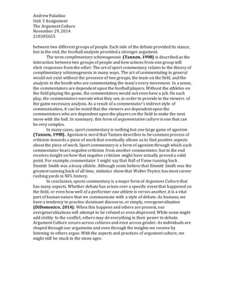 Argument Culture | DOCX | American Football | Sports