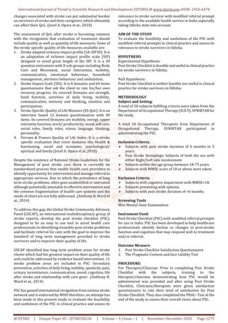 Evaluation of the Post Stroke Checklist PSC A Qualitative Study | PDF