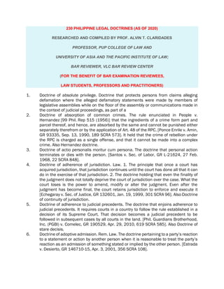230 PHILIPPINE LEGAL DOCTRINES (AS OF 2020) RESEARCHED AND COMPILED BY ...