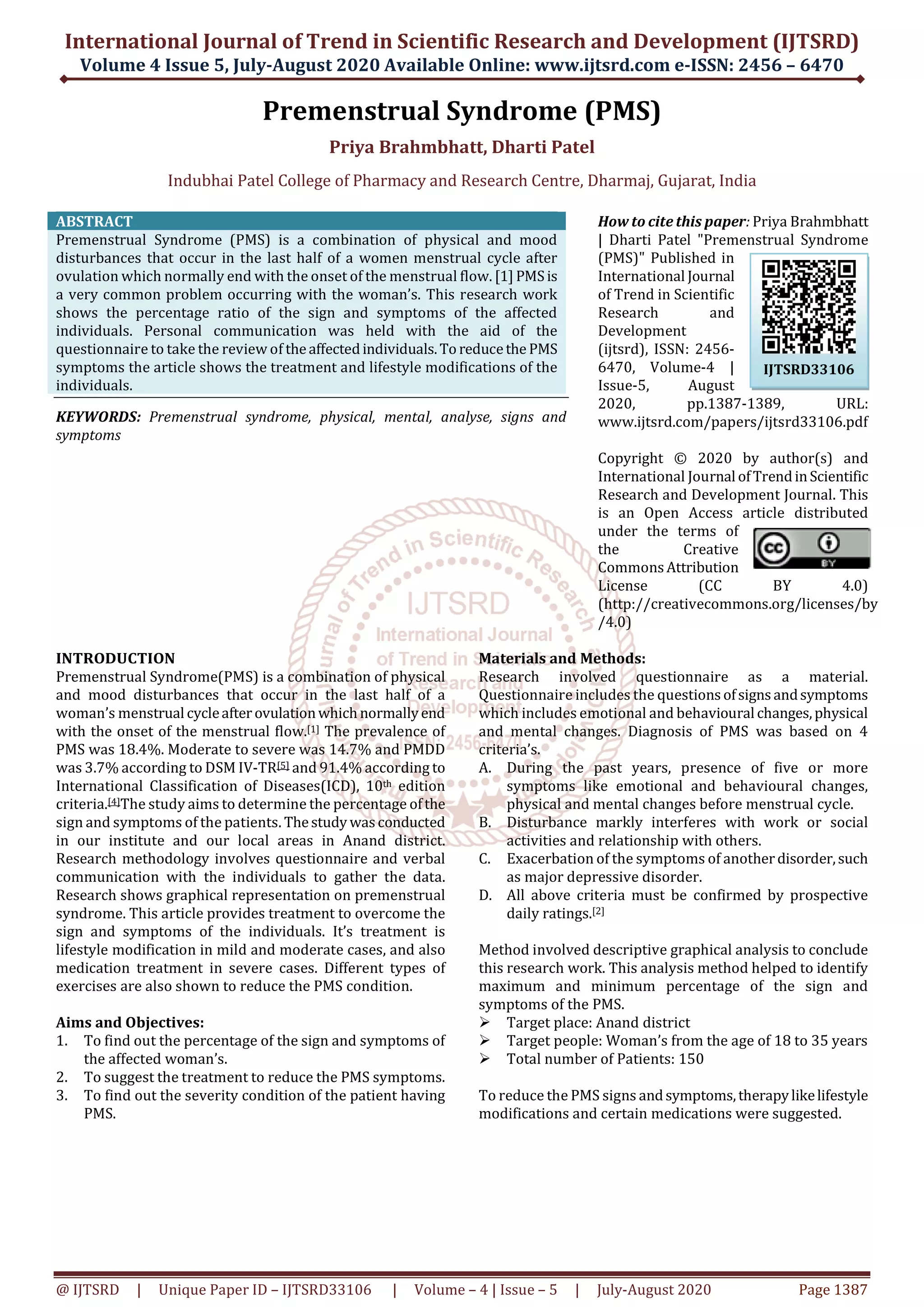 Premenstrual Syndrome PMS | PDF