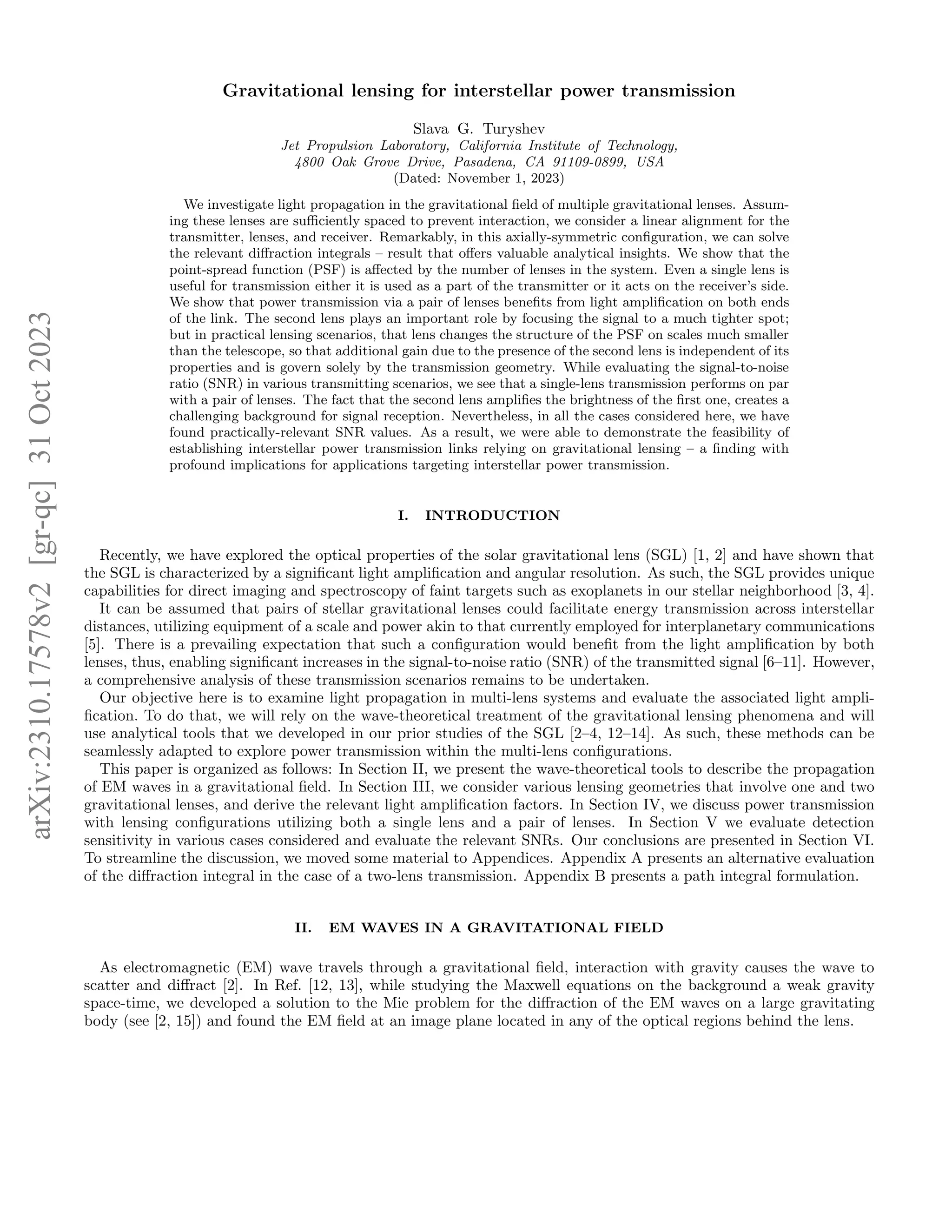 Gravitational lensing for interstellar power transmission | PDF