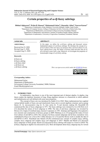 Certain properties of - -fuzzy subrings | PDF