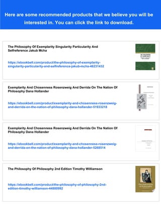 The Philosophy Of Exemplarity Singularity Particularity And ...