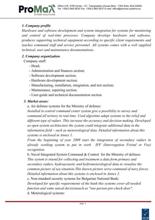 A. ProMax 99 Company Presentation | DOC | Operating Systems | Computer ...