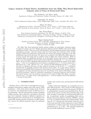 Legacy Analysis of Dark Matter Annihilation from the Milky Way Dwarf ...
