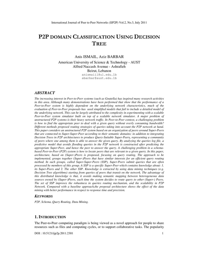 P2P DOMAIN CLASSIFICATION USING DECISION TREE | PDF | Databases | Computer Software and Applications